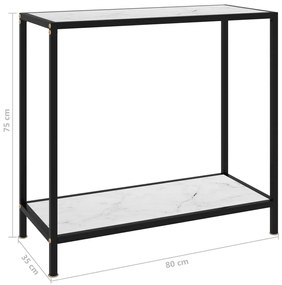 vidaXL Marketos Konzolový stolek bílý 80 x 35 x 75 cm tvrzené sklo