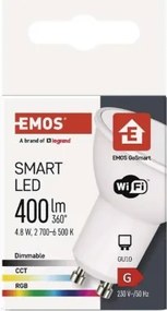 Emos lighting Chytrá LED žárovka GoSmart MR16 / GU10 / 4,8 W (35 W) / 400 lm / RGB / stmívatelná / WiFi 1525500500