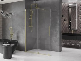 Mexen Velar, posuvné dveře do otvoru typ Walk-In 150 cm, 8mm čiré sklo, zlatá matná, 871-150-000-03-55