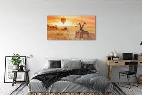 akrylový obraz Balóny nebe žirafa 125x50 cm