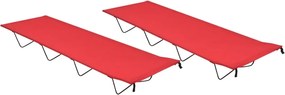 Kempingové postele 2ks 180x60x19cm oxfordská látka ocel červené 312485