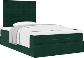 Osmanský rám postele s matracemi tmavě zelené 120x190 cm samet 3313604