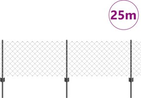 Plot s řetězovým odkazem a sloupkem 25 x 0,6 m Šedá Síťovina 3336278