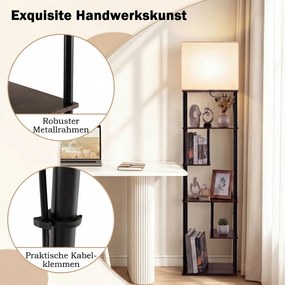Costway Stojací lampa s policí 172 cm vysoká Stojací lampa s 5 policemi Moderní
