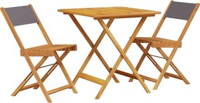 3dílný bistro set antracitový textil a masivní dřevo 3281869