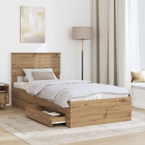 Rám postele s čelo Artisanový dub 90 x 200 cm Kompozitní dřevo 3408325
