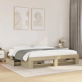 Rám postele bez matrace Dub Sonoma 200x200cm Dřevěné konstrukce 3295445