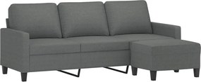3místná pohovka s podnožkou tmavě šedá 180 cm textil 3201038