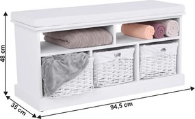 Lavice s 3 košíky, bílá, Rafaello