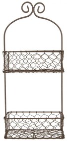 Drátěná závěsná polička se 2 košíky Filaire – 20x12x45 cm