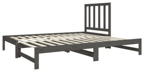 Výsuvná postel šedá 2x (90 x 190) cm masivní borovice,  3124754