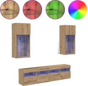TV nástěnné jednotky s LED 5 ks Artisanový dub kompozitní dřevo 3402981