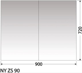 INTEDOOR zrcadlová skříňka bez osvětlení NY ZS 90 Varianta: 32 Dub Nebraska šedý