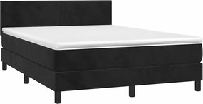 Box spring postel s matrací a LED černá 140x200 cm samet 3134287