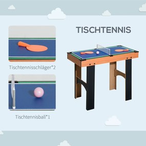 HOMCOM multiherní stůl 4 v 1 Multigame stolní fotbal stolní hokej stolní tenis kulečník multifunkční herní stůl 87x43x73cm pro zábavu | Aosom.de