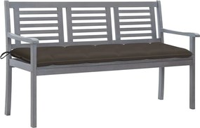 vidaXL 3místná zahradní lavice s poduškou 150 cm eukalyptus [3061069] Barva: krémová