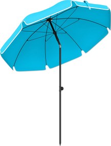 Plážový slunečník Outsunny Ø150 cm — voděodolný, nastavitelný sklon a výška, kotva do písku, skládací s obalem | Aosom