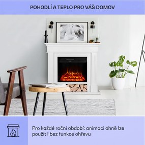 Klarstein Las Pilas elektrický krb s topným ventilátorem 900/1800W, týdenní časovač, dálkové ovládání