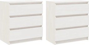 Noční stolky 2 ks bílé 60 x 36 x 64 cm masivní borovice 3093548