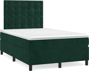 Box spring postel s matrací tmavě zelená 120 x 200 cm samet 3143256