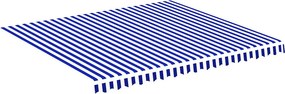 Náhradní plachta na markýzu modrá a bílá 400 x 350 cm polyesterová 311918