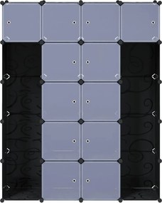 Modulární skříň se 14 přihrádkami černobílá 37 x 146 x 180,5 cm 240499