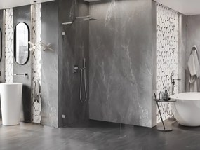Mexen Lunar L sprchová stěna levá 90 x 200 cm, 8mm čiré sklo, broušená ocel, 830L-090-000-97-00-L