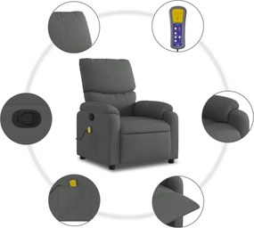 Masážní křeslo s polohovacím mechanismem, tmavě šedé, látkové 3206097