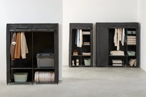 Textilní šatní skříň DRESSY s policí, 88 x 45 x 165 cm - černý