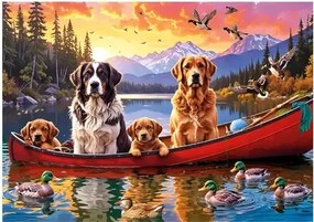 EDUCA Puzzle Psí rodinka na lodi / 2000 dílků
