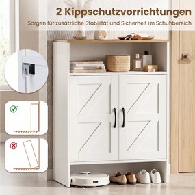 Costway Botník ve venkovském stylu s dvířky a 2 výškově – 70 × 35 × 95 cm