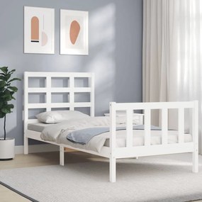 vidaXL Rám postele s čelem 100 x 200 cm masivní dřevo [3192094] Barva: Bílá