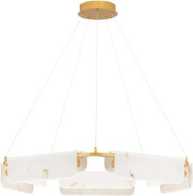 Krémové/v mosazné barvě LED stmívatelné závěsné svítidlo v dekoru mramoru ø 93 cm Aider – Nova Luce