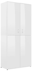Botník bílý s vysokým leskem 80 x 39 x 178 cm dřevotříska - Default Title