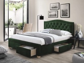 Zelená čalouněná postel ELECTRA VELVET 160 x 200 cm