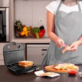 Black+Decker BXSA753E černá, nerez / Sendvičovač / 750 W / 2 sendviče