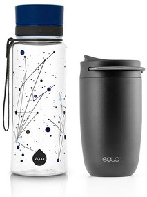 Sada 2 EQUA produktů Cup Black 300 ml termohrnek z nerezové oceli + Universe 600 ml ekologická plastová lahev na pití bez BPA