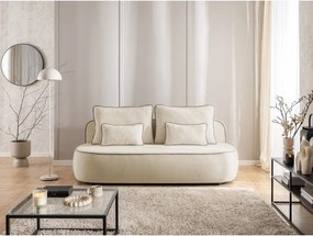Béžová/taupe sametová rozkládací/s úložným prostorem pohovka 210 cm Saga – Ropez