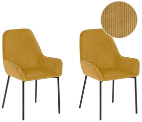 Sada 2 manšestrových jídelních židlí žluté LOVERNA Beliani