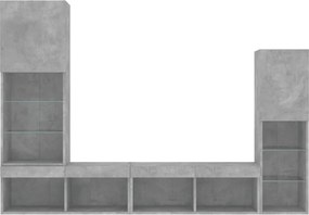 4dílná obývací stěna s LED betonově šedá kompozitní dřevo 3216657