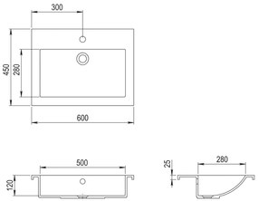 vidaXL Marketos Žulové umyvadlo 600 x 450 x 120 mm bílé