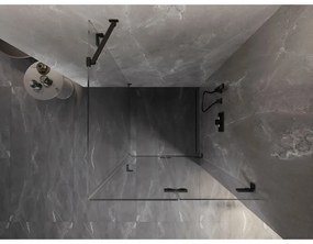 Mexen Lunar-F, sklápěcí sprchový kout pravý 70 x 70 cm, 8mm čiré sklo, černý profil, 836-070-070-70-00-P