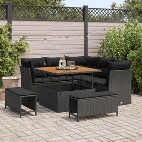 Sada zahradních pohovek 8 ks 5-Počet míst Černá polyratan 3363424