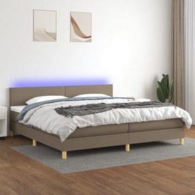 Box spring postel s matrací a LED taupe 200x200 cm textil
