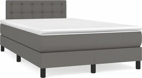 Box Spring Postel S Matrací Šedá Umělá Kůže Šedá tlačítka 120 x 190 cm
