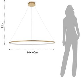 Závěsné svítidlo ve zlaté barvě Tomasucci Oval Ring, výška 92 cm