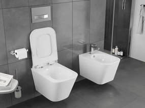 Mexen Teo, závěsná WC mísa 510x345x340 mm, Rimless Tornádo + WC sedátko z duroplastu, bílá lesklá, 30850700T