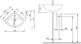 Aqualine Aqualine, LUIGI keramické umyvadlo rohové 34x34cm, FS161