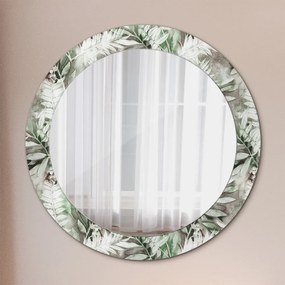 Kulaté dekorativní zrcadlo na zeď Listy do akvarelu fi 70 cm