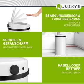 Juskys Kulatý bezdotykový odpadkový koš Barva: stříbrná, Velikost: 50 L
